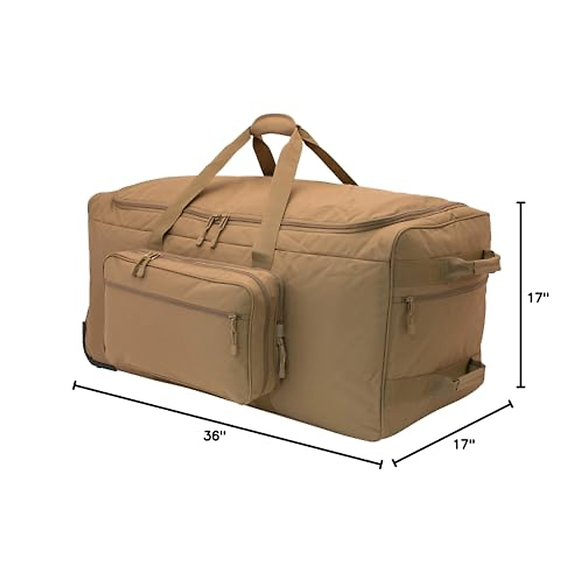 Mercury Tactical Gear Monster™ Rolling Duffle Deployment Bag with Wheels, Large Wheeled Heavy Duty Duffle Bag for Men & Women, Travel Bag, Coyote Color