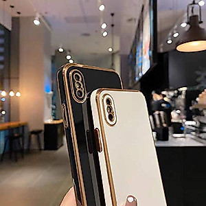 DEFBSC Electroplate Case for iPhone XR, Luxury Electroplated Edge Soft TPU Bumper iPhone XR Case, Full Body Camera Protection Shockproof Anti-Fall Heavy Duty Protective Phone Case, Gold
