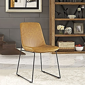 Modway Invite Mid-Century Modern Faux Leather Upholstered Kitchen and Dining Room Chair in Tan