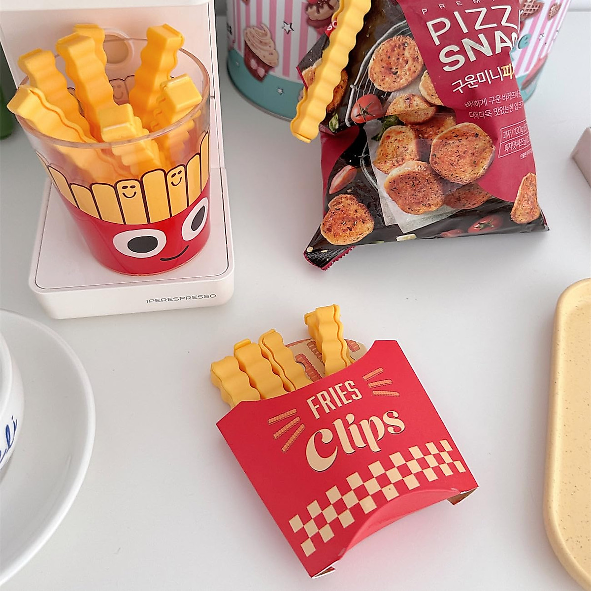 HMELUNE 12 Pcs Potato Chips-Novelty Creative Realistic Potato Chips Crisps Shape Snack Clips Cute Food Carrot Animals Cats Dog Theme Food Snack Bag Clips Kitchen Clips Seal Opened Food Package Sealer