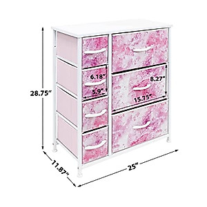 Sorbus Dresser Organizer,for Kids - Boys & Girls Bedroom Organization, Baby Dresser - Clothing Organizer, Storage Drawers for Toys - Steel Frame, Wood Top, Fabric, (7-Drawer, Pastel Tie-dye Pink)