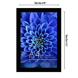 Americanflat A4 Picture Frame in Black - Composite Wood with Shatter Resistant Glass - Horizontal and Vertical Formats for Wall and Tabletop - 8.3 x 11.7 in