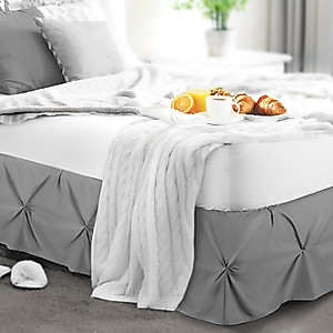 Nestl Dark Grey Bed Skirt King Size, Pinch Pleat King Bed Skirt, 14" Inch Drop King Bedskirt, Hotel Quality Dark Grey Bed Skirts Premium Microfiber Bedskirt for King Bed, Dark Grey King Size Bed Skirt