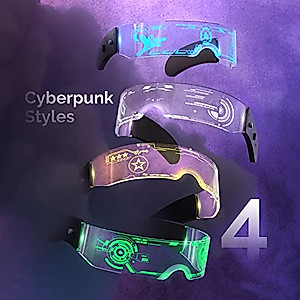LEORFI Light Up Glasses LED Visor - Luminous Rave Glasses Cyberpunk Futuristic LED Glasses for Adults Cosplay Halloween Party Bar （7 Colors 4 Modes）