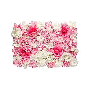 Flowers Wall Panel 4 PCs (11 SQFT) 24"x16" Carnations 3D Flower Wall Decor Silk Flowers for Nails Room, Home Office, Wedding Backdrop, Bridal Shower, Baby Girls Room, Nursery, Pink Room Décor