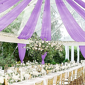 FOTSHARER Lavender Wedding Arch Drapes - 2 Panels, 5x20FT Chiffon Drapes for Backdrop, Bed Canopy, Party Tent