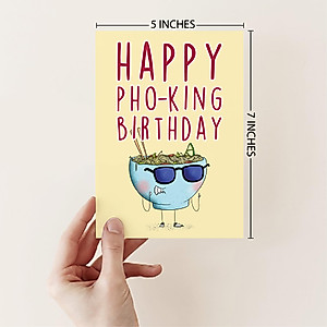 The Letter Bee - Pho Birthday Card, Food Pun Birthday Card, Funny Birthday Card, Funny Brithday Card for Friends, Happy Birthday Card from Him or Her, Funny Card, Pho Card, Ramen Card (Pho)