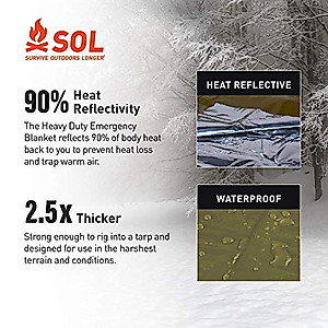 Survive Outdoors Longer Heavy Duty Emergency Blanket, 5 x 8 ft Green