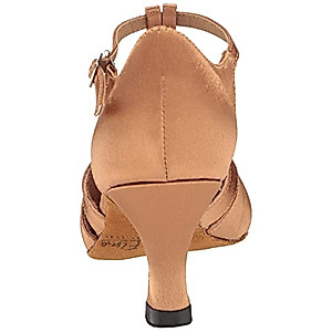 Very Fine Womens Dance Shoe Gabriella Bachata Swing Salsa Latin Ballroom Brown Satin 2.5" Heel US 7 M
