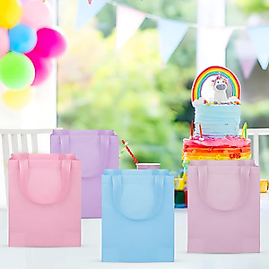 Augisteen 30 Pack Pastel Non-Woven Gift Bags Reusable Tote Treat Bags Bulk Rainbow Party Favor Gift Bags with Handles for Wedding Birthday Party Gifts Wrapping Supplies, 8 x 4 x 10 Inch