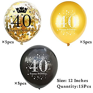 Happy Birthday Balloons Black Gold Party Decorations Latex Gold Confetti Balloon Printed Happy Birthday for Women Men Girl Boy Theme Birthday Party Decoration 15 Pack 12 Inch
