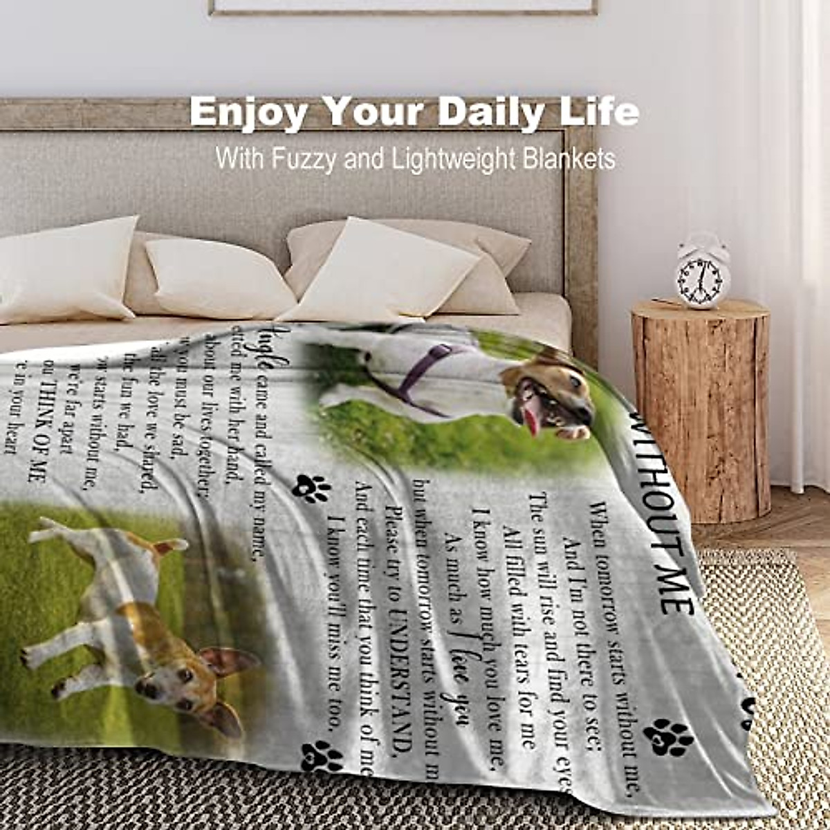 Artsadd Dog Pictures Custom Throw Blanket with Name Personalized Pet Memorial Blanket Memory Gift for Friends Sympathy Remembrance Customized Bed Throw Blanket Made in USA
