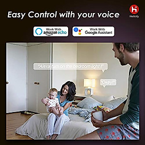 Helloify A19 LED Smart, WiFi Light Bulb Compatible with Alexa Google Home, RGBCW Color Changing, Cool Warm White Dimmable, No Hub Required, 60W Equivalent, RGB+2700K-6500K, 4 Pack