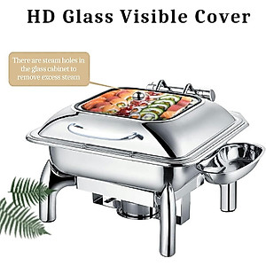 FLTRGO 6 L Chafing Dish Set, Stainless Steel Buffet Server Warming Tray with Water Pan & Fuel Holders, for Restaurant Catering Parties Weddings Picnics Food Warmer