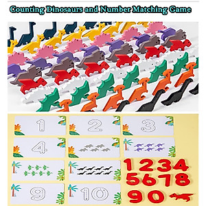 Counting Dinosaurs Toys with Matching Sorting Cards, Preschool Educational Toy for Matching, Counting and Sorting School Supplies Learning Activities Kids Age 4 5 6 7 Girls Boys Birthday Gift