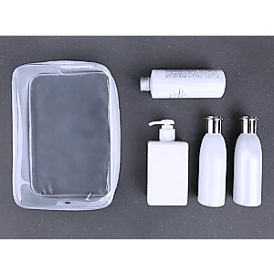 BEFORYOU 6 Pack Clear Toiletry Carry Pouch with Zipper Portable Plastic Waterproof Cosmetic Bag TSA Approved for Vacation Travel Bathroom and Organizing (White, Large)