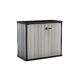 KETER Patio Store 4.6 x 4.0 ft. Resin Outdoor Storage Shed with Paintable and Drillable Walls for Customization-Perfect for Yard Tools and Pool Toys, Grey