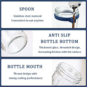 Overnight Oats Jars with Lid and Spoon 380ml Overnight Oats Jars Reusable Yogurt Holder and Cereal Mason Jars with Meter for Salads Milk Cereal Fruit etc (1) (A)