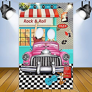 50's Decorations 50's Theme Party Rock and Roll Backdrop Banner Background Photo Booth Props for 1950's Party Decoration