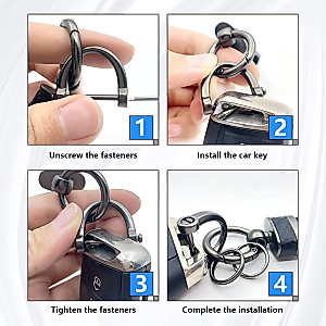 Kewucn Carbon Fiber Style Car Key Chain, Premium Leather Auto Key Fob with 360 Degree Rotatable and Anti-Lost D-Ring (Pink)