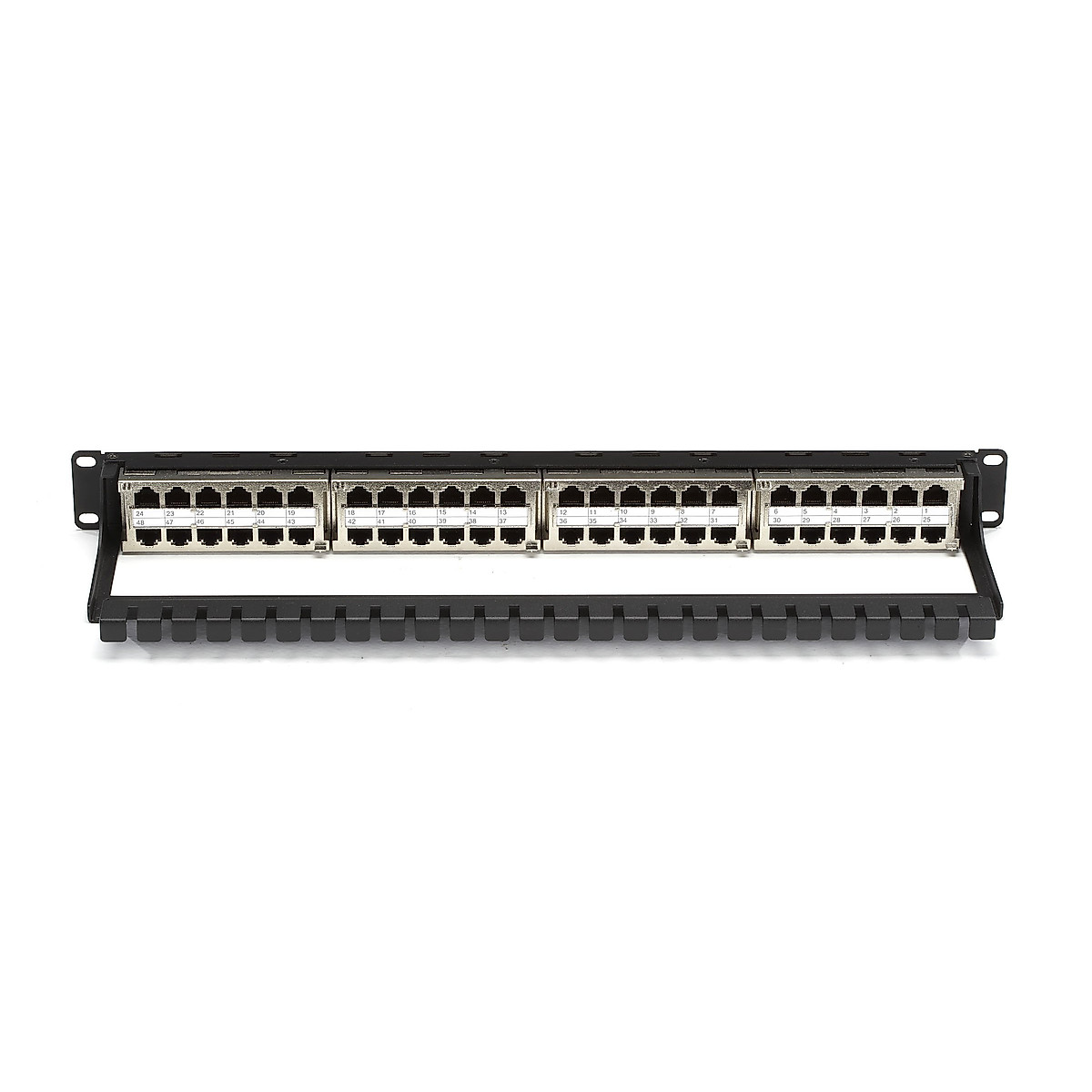 Black Box Spacegain Cat6 High-density Feed-through Patch Panel, Shielded, 48-port, 1u - 48 X Rj-45 - 48 Port[s] - 48 X Rj-45 - 48 X Rj-11 - 1u High - 19 Wide - Rack-mountable