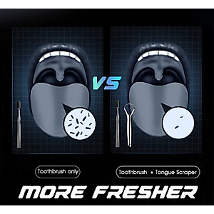 Kotomotoy Metal Tongue Scraper with Travel Case, Easy to use Tongue Scraper for Adults, 100% Stainless Steel Tongue Cleaners For Oral Care, Fight Bad Breath, Professional Tongue Brush to Fresh Breath