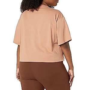 Amazon Essentials Women's Organic Cotton Drop Shoulder Relaxed Boxy Short-Sleeve T-Shirt (Available in Plus Size), Light Brown, Large