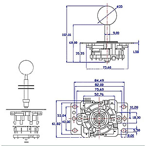 DAUERHAFT Arcade Game Joystick, High Sensitivity ABS Metal Quadrate Retaining Ring Arcade Game Fighting Stick for Game Room(Transparent)