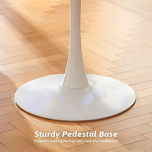 VONLUCE Round Dining Table, 36 Inch Tulip Table with MDF Top and Steel Base, Small Pedestal Table for Dining Room Kitchen Living Room More, Modern Bistro Table Kitchen Table with 220lb Capacity, White