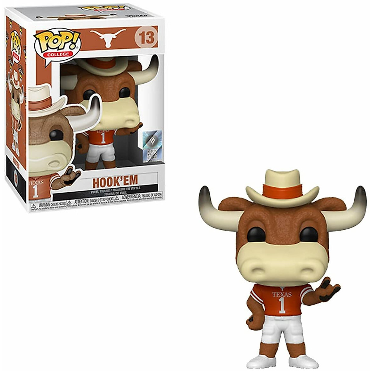 Funko College Mascots: University of Texas - Hook 'Em Pop! Vinyl Figure (Bundled with Compatible Pop Box Protector Case)