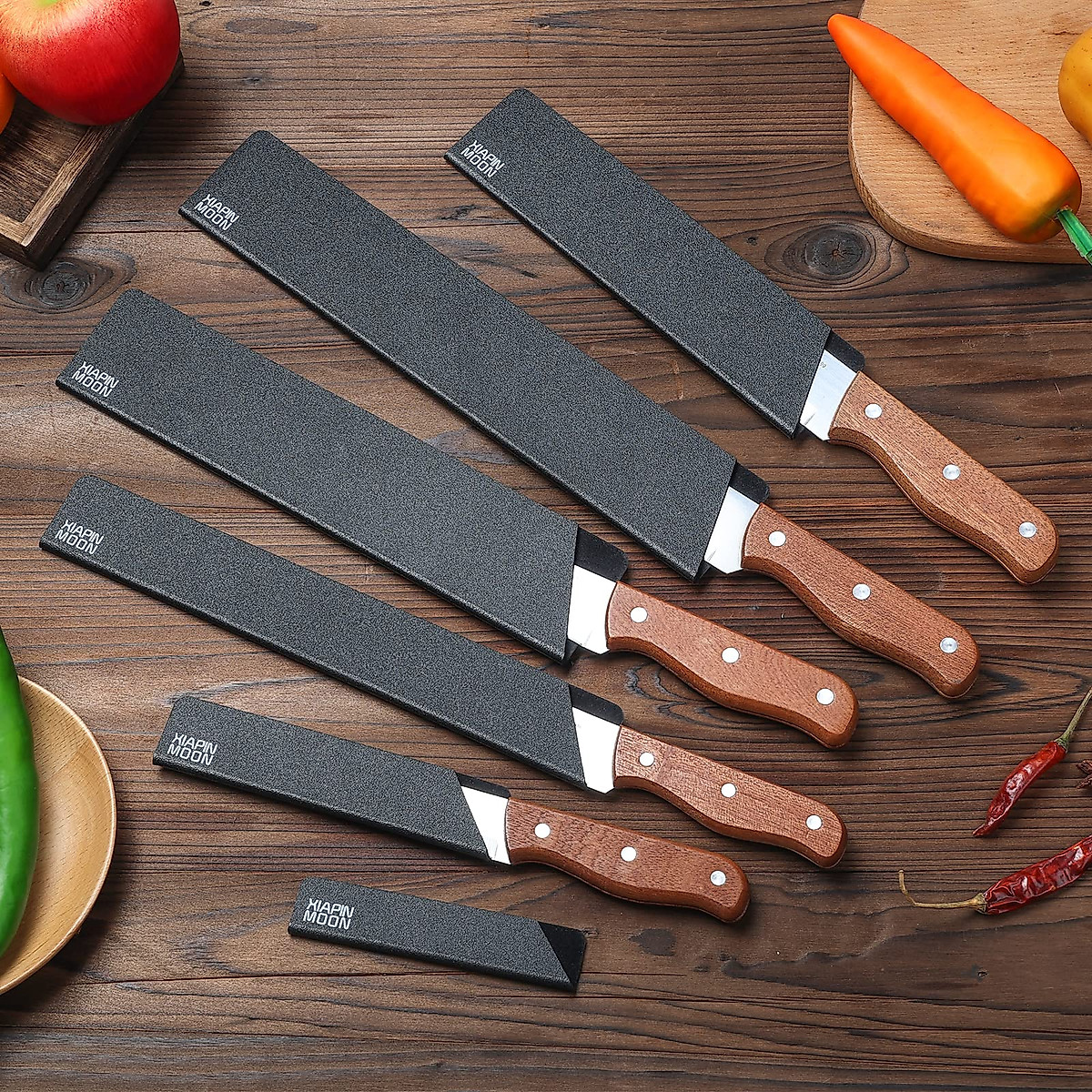 6-piece Universal Knife Guards Set,Knife Edge Guards are ABS Plastic and BPA-Free Felt Lining,More Durable,Non-BPA,Food Safety. The Knife Cover is Chef's Gift First Choice- Knives Not Included