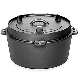 EDGING CASTING Pre-Seasoned Cast Iron Camping Dutch Ovens, Outdoor Camping Dutch Oven Pot with Lid Tripod, 6 Quart