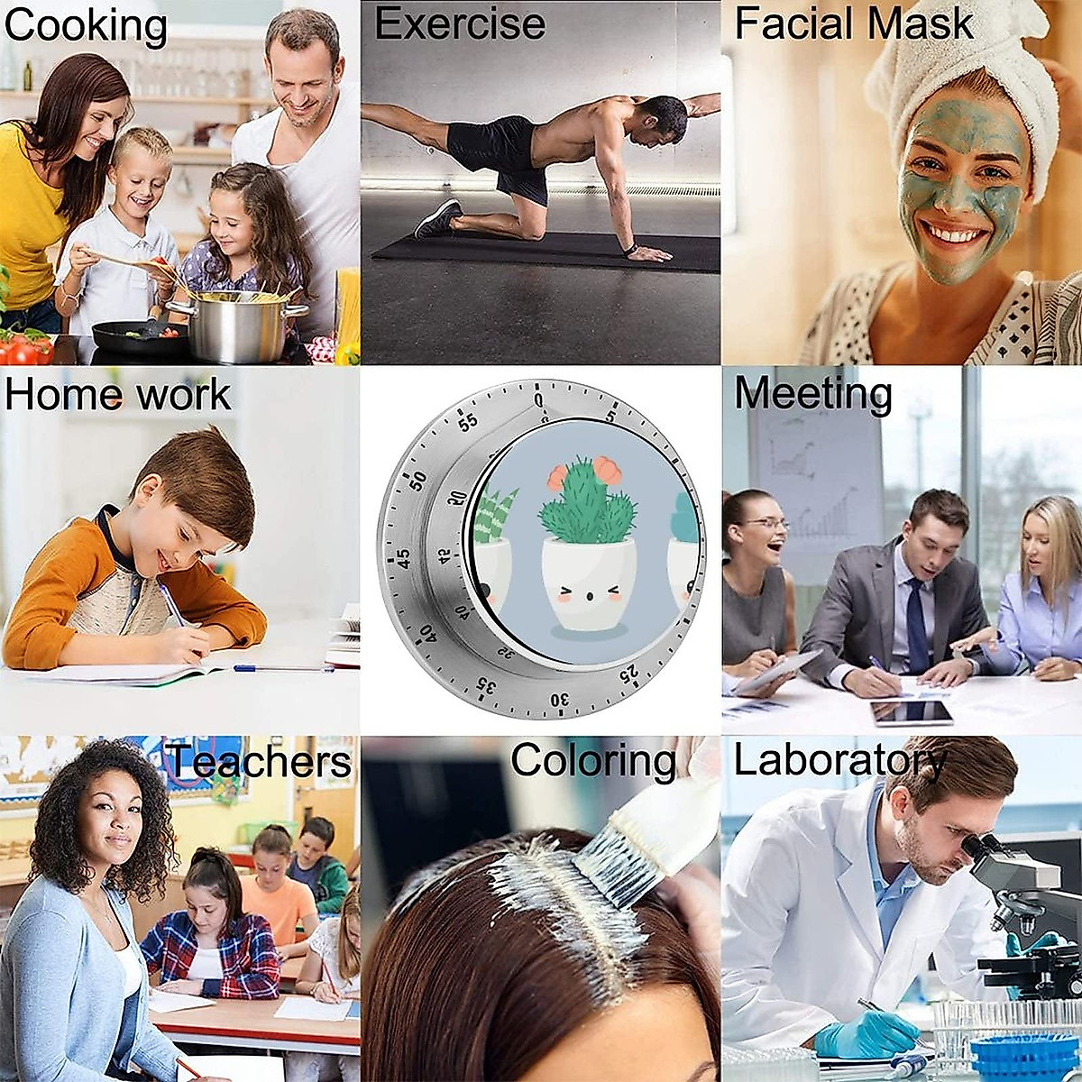 Kitchen Timer Succulent Plant Cactus Timer Magnetic Timer Mechanical Timer for Home Baking Cooking Oven