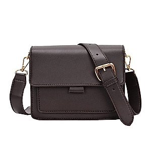 AMHDV Small Crossbody Bag for Women Retro Shoulder Bag Square Purse Handbag Fashion Flap bag (02-coffee)