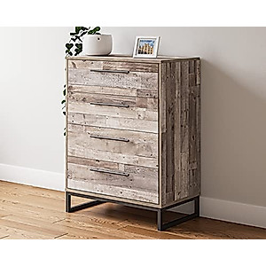 Signature Design by Ashley Neilsville Industrial 4 Drawer Chest of Drawers, Whitewash