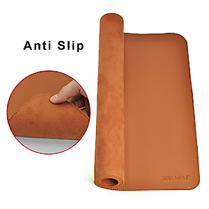 ZORESYN XL Large Mouse Pads (35.4"x15.8") - PU Leather Large Gaming Mousepad Desk Mat - Nonslip Base and Waterproof Desktop Keyboard Extended Mouse Mat (Light Brown, X-Large)