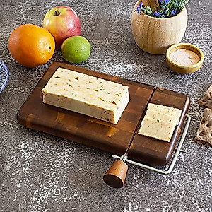 Totally Bamboo Rock & Branch Series Acacia Wood Serving Board with Cheese Slicer, 9-1/2" x 5-5/8"