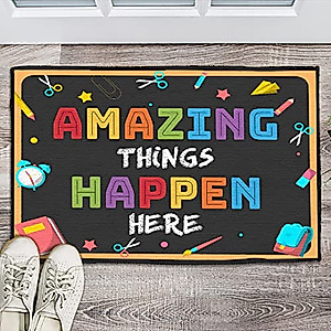 KXO Doormat Non Slip Front Door Mat Amazing Thing Happen Here, Love Classroom, Classroom Decor, Cool Zone for Students, Gift for Teacher, Back to School, Gift for Class 31"x20"