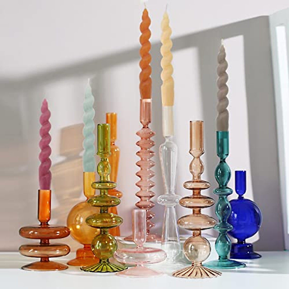 Spiral Taper Dinner Candles - Conical Stick Candles, H 7.5inch, Unscented, Aesthetic Candle, 3/4 Taper Candles, Long Votive Candles,Christmas Giftt,Chime Candles(Yellow)