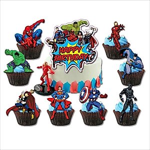 25PCS super hero Birthday Party Supplies,The super hero Birthday Party Cupcake Toppers for Kids Gift Birthday Party Favors