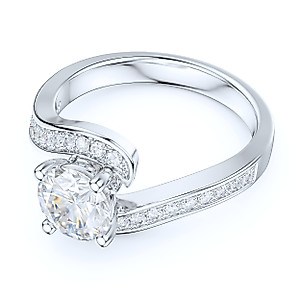 PRSTANI Sterling Silver Fancy Wave Infinity 1CT Simulated Round Brilliant Cut Diamond Promise Engagement Ring (8)