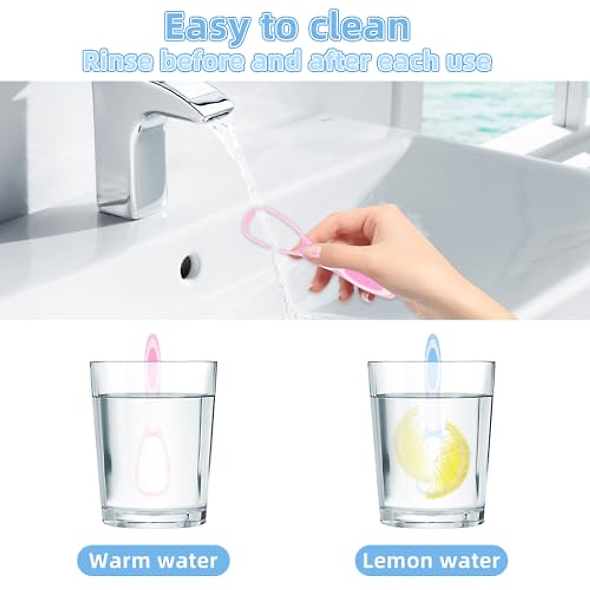 Denovin 6 Pack Tongue Scrapers for Adults, Tongue Cleaner for Oral Care, Tongue Scrubber Helps Reduce Bad Breath and Fresh Breath, Easy to Carry and Use (Pink and Blue)