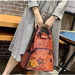 seegeeneey Women Leather Backpack Purse (Brown)