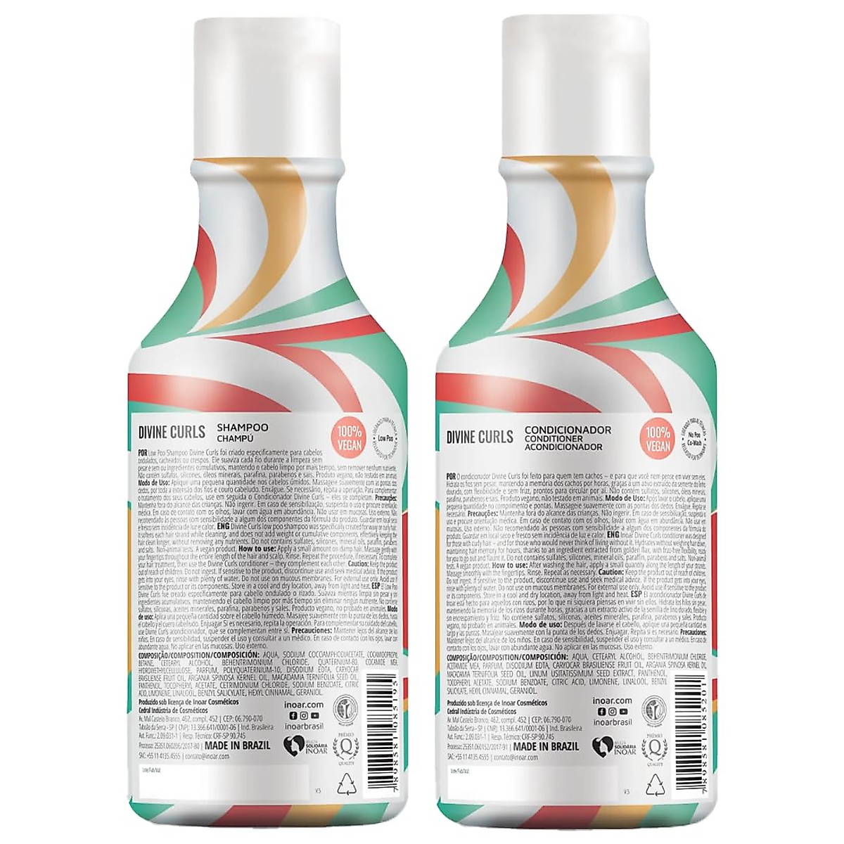 Shampoo and Conditioner - Duo Divine Curls Hair Care Set - Curly Hair Products - 250ml x 2 - Inoar