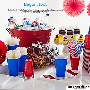 1InTheHome Blue Cups 16 Oz, Disposable Blue Plastic Party Cups (100 pack)