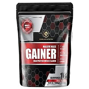 Massive Mass Gainer - 1.9 LBS - (1kg) - Chocolate Flavor - Solid (Muscle & Mass GAIN) (Pack of 1)