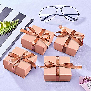 Jewelry Gift Boxes Necklace Earring Ring Box Gift Box,15 Pieces Square Cardboard Jewelry Gift Boxes,Cotton Filled Cardboard Paper Jewelry Box Gift Case (3.25x3.25x1.37 Inches) (Pink)