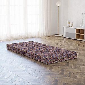 Ambesonne Ethnic Foldable Mattress, Mosaic Bohemian, 74.8" x 35.4", Multicolor
