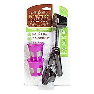 Cafe Fill Value Pack by Perfect Pod - Reusable K Cup Coffee Pod Filters & Coffee Scoop, Compatible with Keurig K-Duo, K-Mini, 1.0, 2.0, K-Series and Select Single Cup Coffee Makers