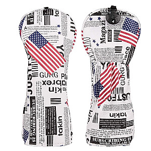Golf Builder 4pcs/Set USA Stars and Stripes Newspaper Print Golf Club Driver Fairway Wood Hybrid Head Covers 1 3 5 UT Covers